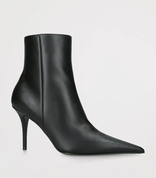 Amina Muaddi Leather Barbara Heeled Ankle Boots 90