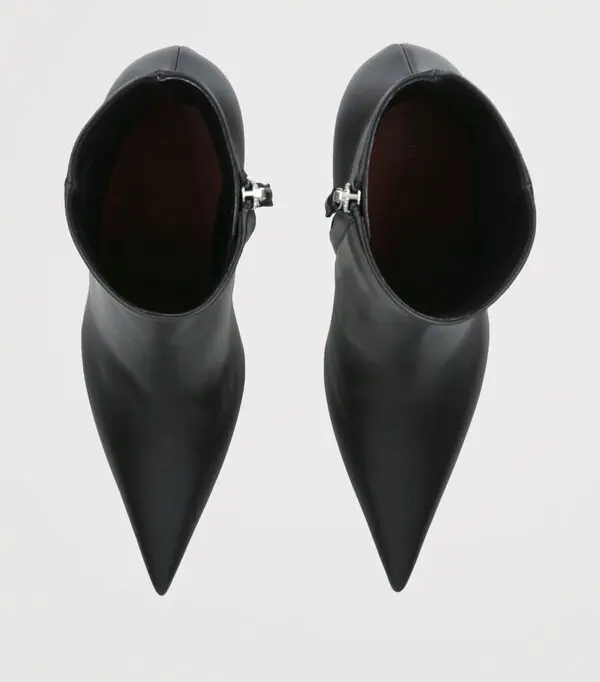 Amina Muaddi Leather Barbara Heeled Ankle Boots 90