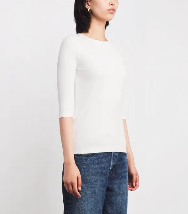 Vince Ribbed Elbow-sleeve T-shirt - White