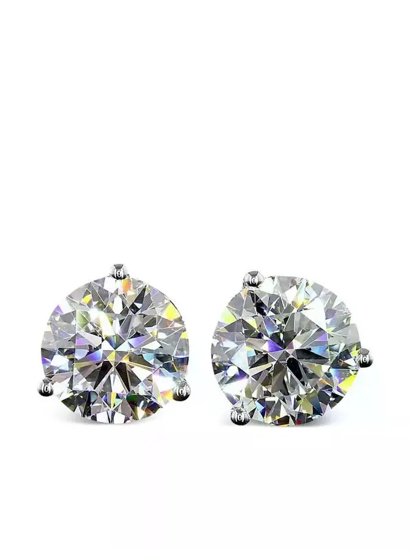 JEWELS AFICIONADO 14k White Gold Diamond Stud Earrings - Silver