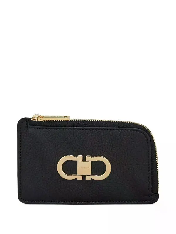 FERRAGAMO Gancio Zip Credit Card Holder - Black