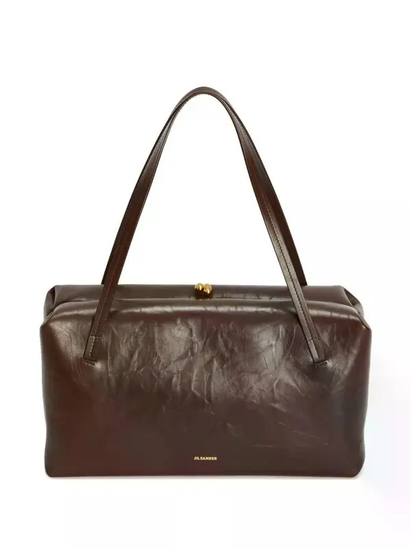 JIL SANDER Goji Embossed Logo Shoulder Bag - Brown