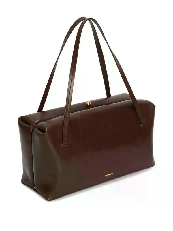JIL SANDER Goji Embossed Logo Shoulder Bag - Brown