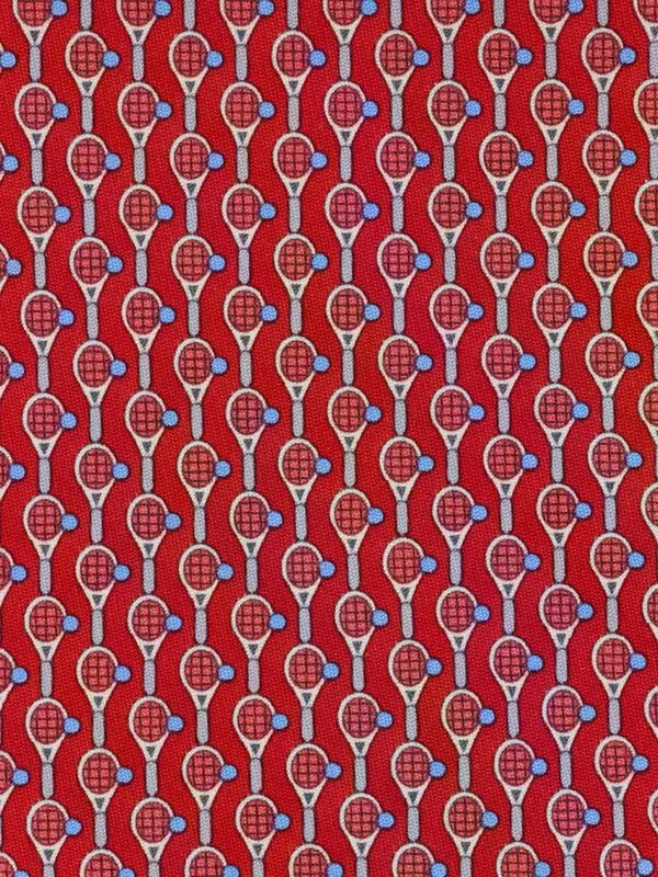 FERRAGAMO Tennis-print Silk Neck Tie - Red