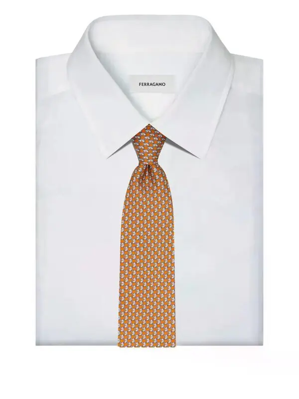 FERRAGAMO Gancini Horse Print Neck Tie
