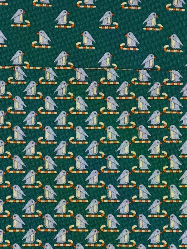 FERRAGAMO Penguin-print Silk Neck Tie - Green