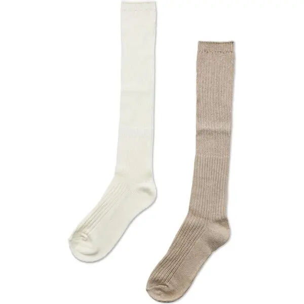 BELLE & BLOOM Classic Ribbed Socks - Beige