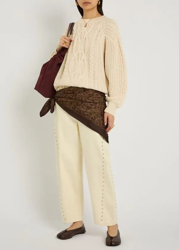 Free People Frankie Cable-knit Cotton Jumper