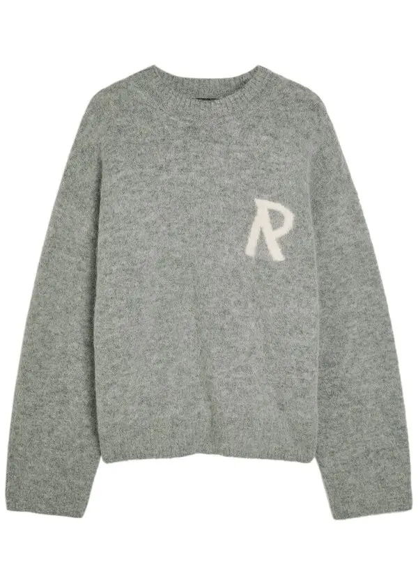REPRESENT Logo Brushed Alpaca-blend Jumper - Grey