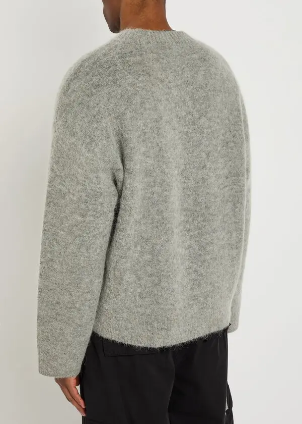REPRESENT Logo Brushed Alpaca-blend Jumper - Grey