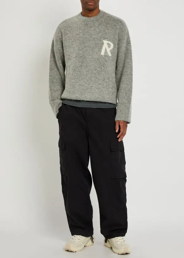 REPRESENT Logo Brushed Alpaca-blend Jumper - Grey