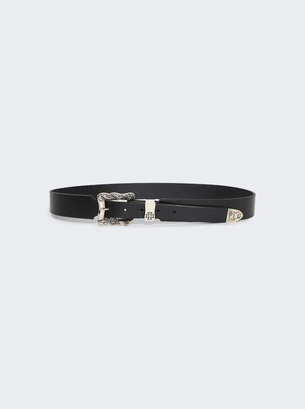 Enfants Riches DéPriméS Classic Rose Buckle Leather Belt - Black