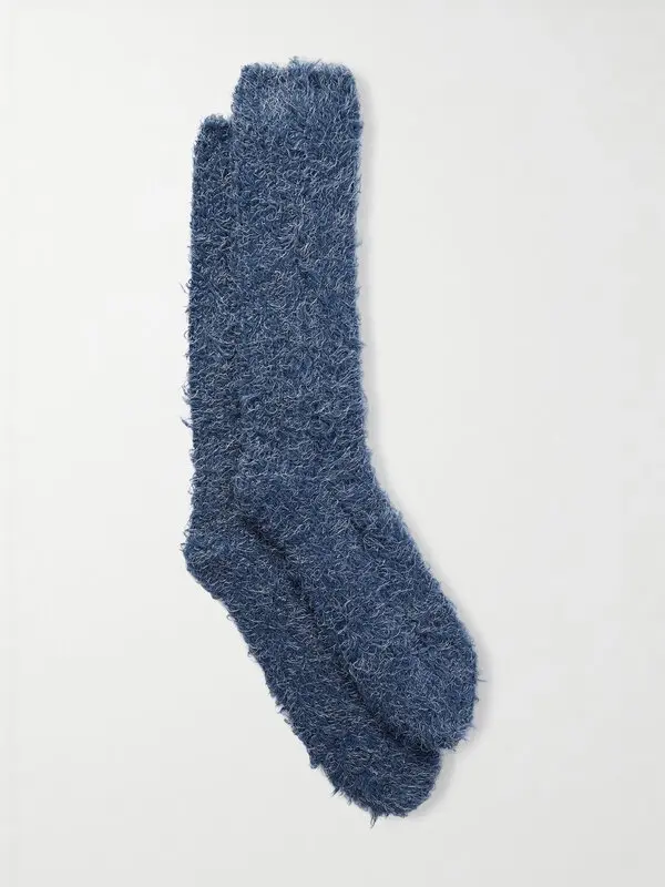 THE ELDER STATESMAN Wool And Silk-blend Socks - Blue