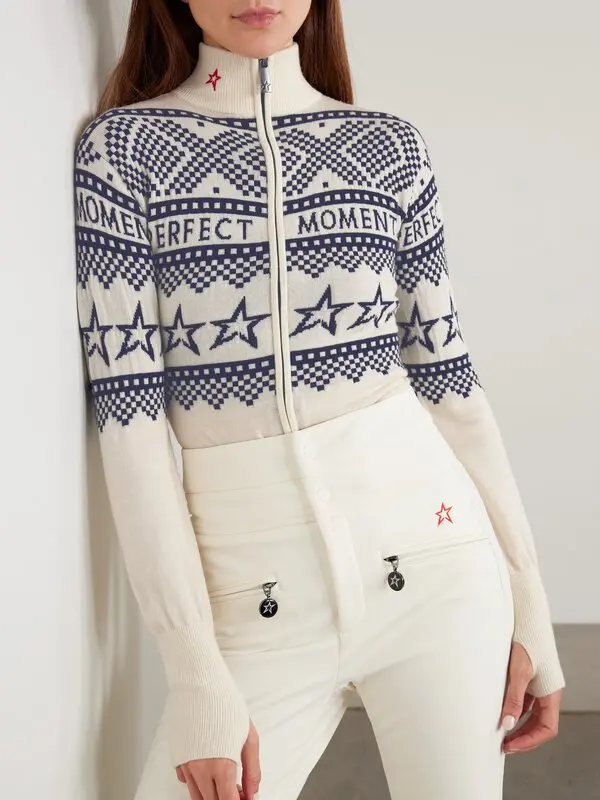 Perfect Moment Holiday Intarsia Merino Wool Bodysuit - White