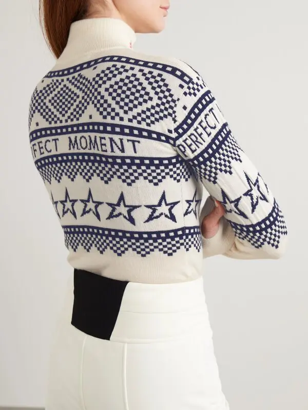 Perfect Moment Holiday Intarsia Merino Wool Bodysuit - White