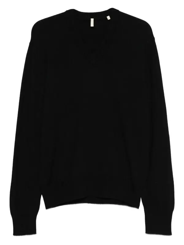Sunflower Moon Merino V-Neck In Black - 40% Off | Editorialist