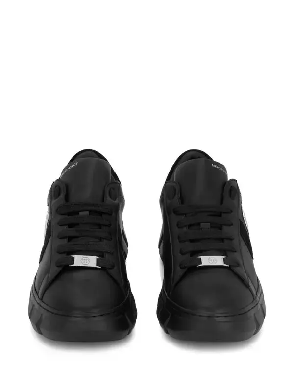 Philipp Plein Hexagon Logo-plaque Leather Sneakers - Black