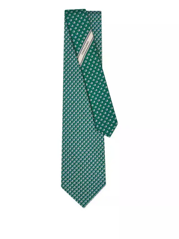 FERRAGAMO Snail Print Silk Tie