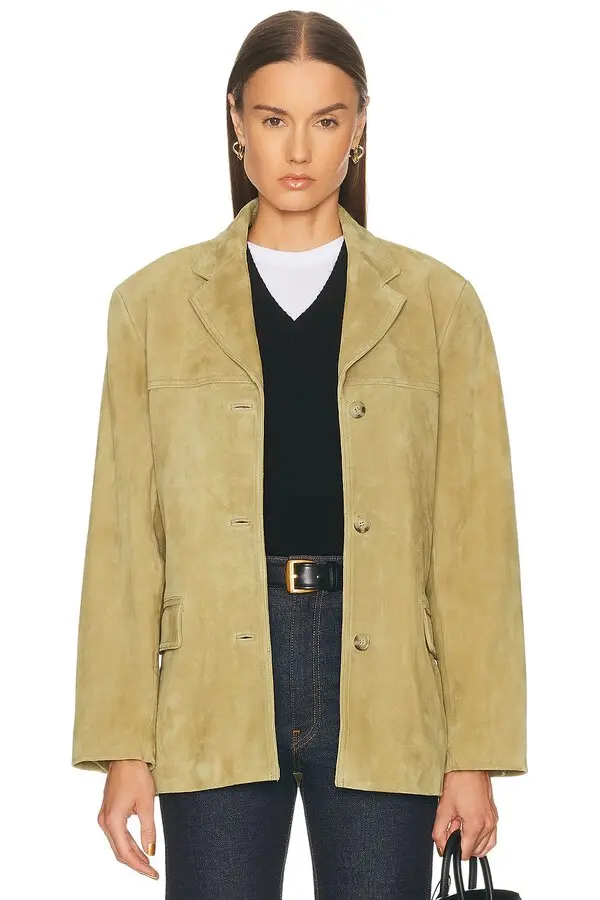 EAVES Aroa Suede Blazer Jacket - Palm