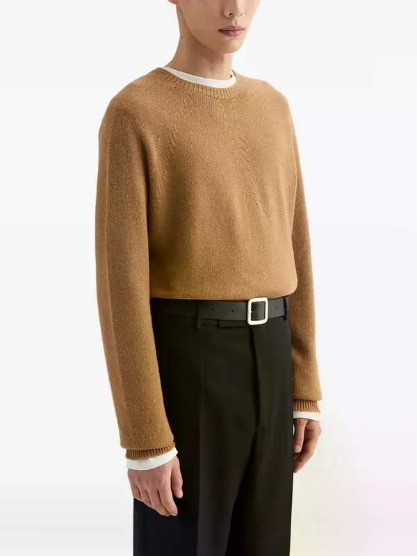 JIL SANDER Ribbed Crew-neck Sweater - Brown