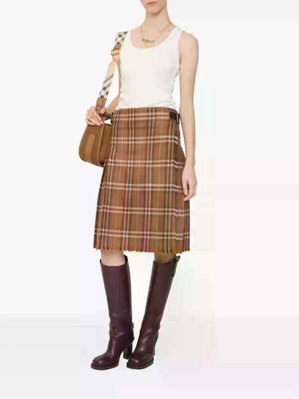 Burberry Checked Wool Midi Kilt