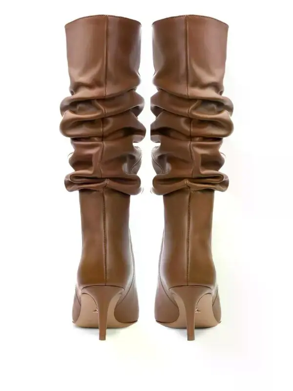 GINISSIMA Eva Slouchy Leather Knee-high Boots - Brown