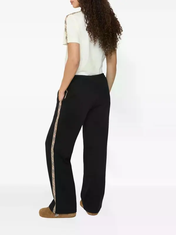 Burberry Check Trim Cotton Track Pants - Black