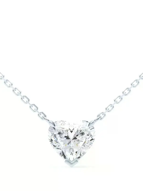 LOEV 18kt Recycled White Gold Floating Heart Diamond Necklace - Silver