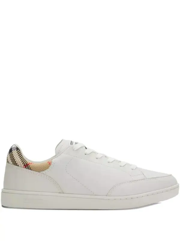 Burberry Leather Low-top Sneakers With Check Cuff