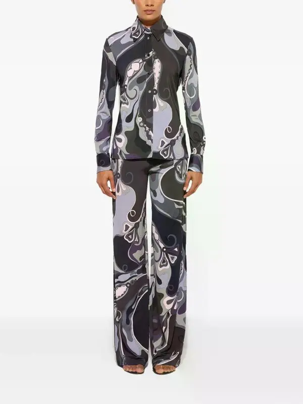 Emilio Pucci Orchidee Print Satin Jersey Shirt
