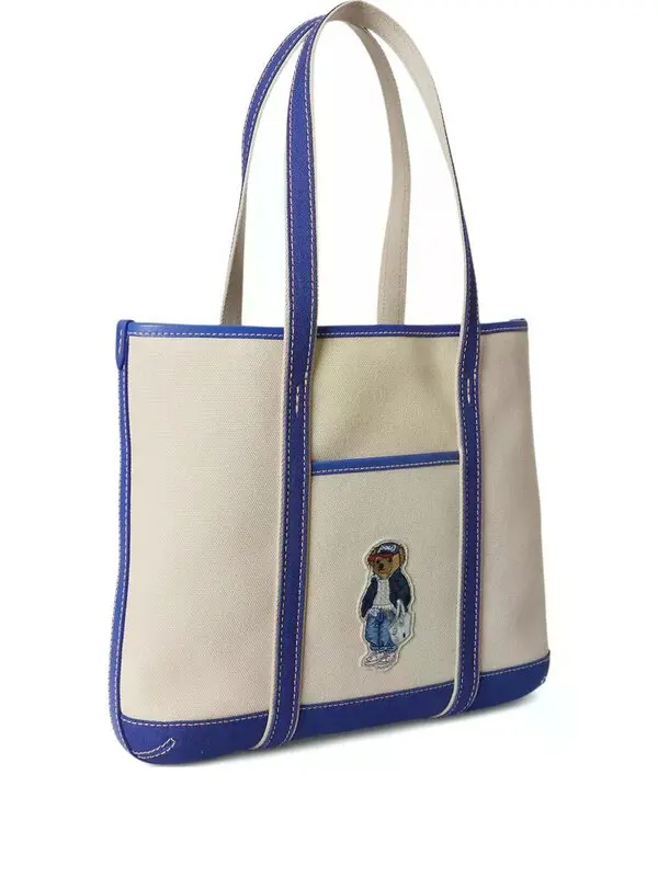 Polo Ralph Lauren Canvas Tote Bag With Embroidered Patch - Neutrals