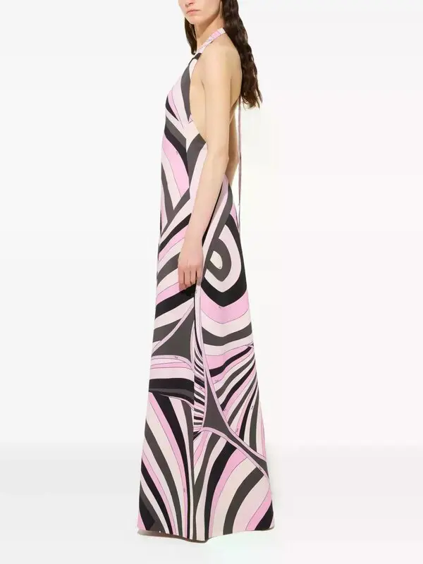 Emilio Pucci Printed V-neck Long Dress
