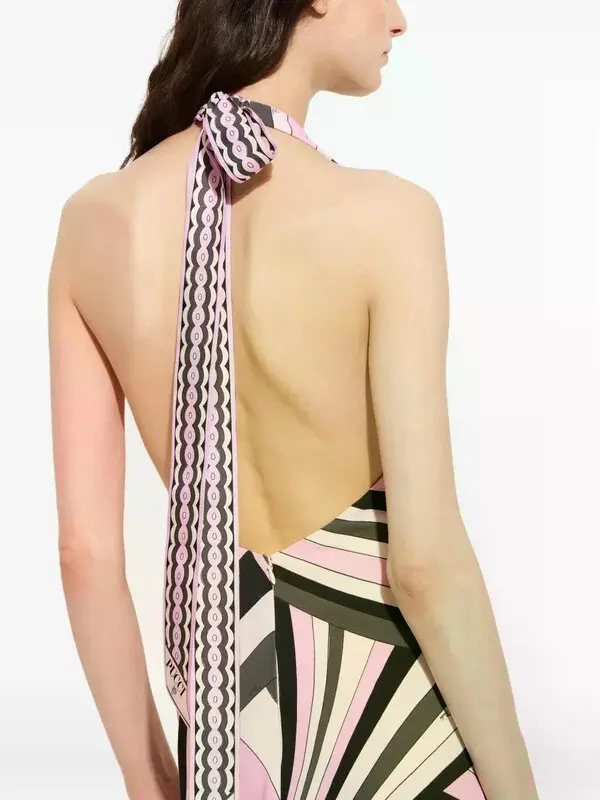 Emilio Pucci Printed V-neck Long Dress