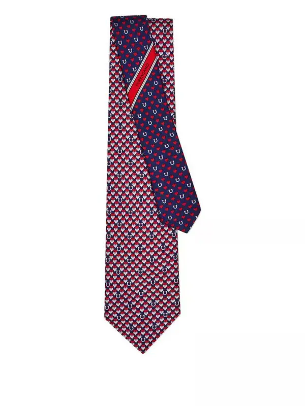 FERRAGAMO Heart And Gancini Print Neck Tie