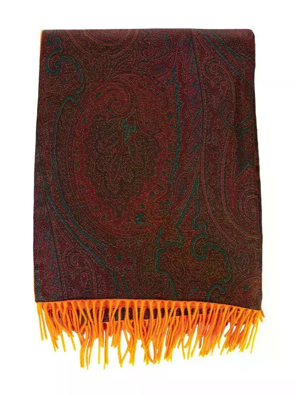 Etro Paisley-pattern Fringed Scarf - Brown
