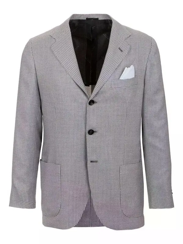 Kiton Houndstooth Pocket Blazer - Grey
