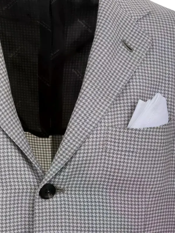 Kiton Houndstooth Pocket Blazer - Grey