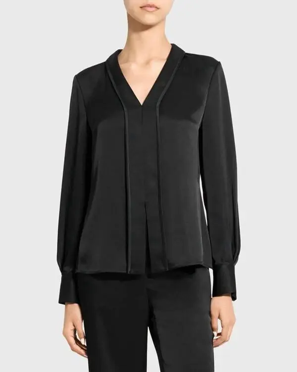 Theory Long-sleeve Satin Blouse