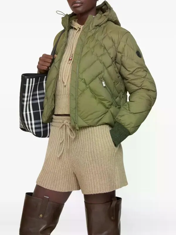 Burberry Check-stitch Hooded Puffer Jacket - Green