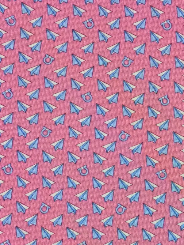 FERRAGAMO Paper Airplane Print Silk Tie