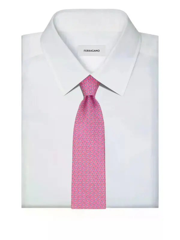 FERRAGAMO Paper Airplane Print Silk Tie