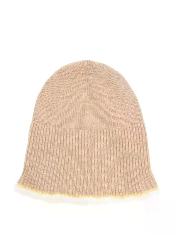 BARRIE Ribbed-trim Beanie Hat - Neutrals