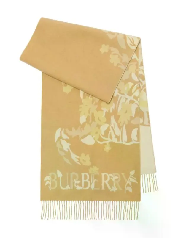 Burberry Wide Floral Edk Cashmere Scarf - Neutrals