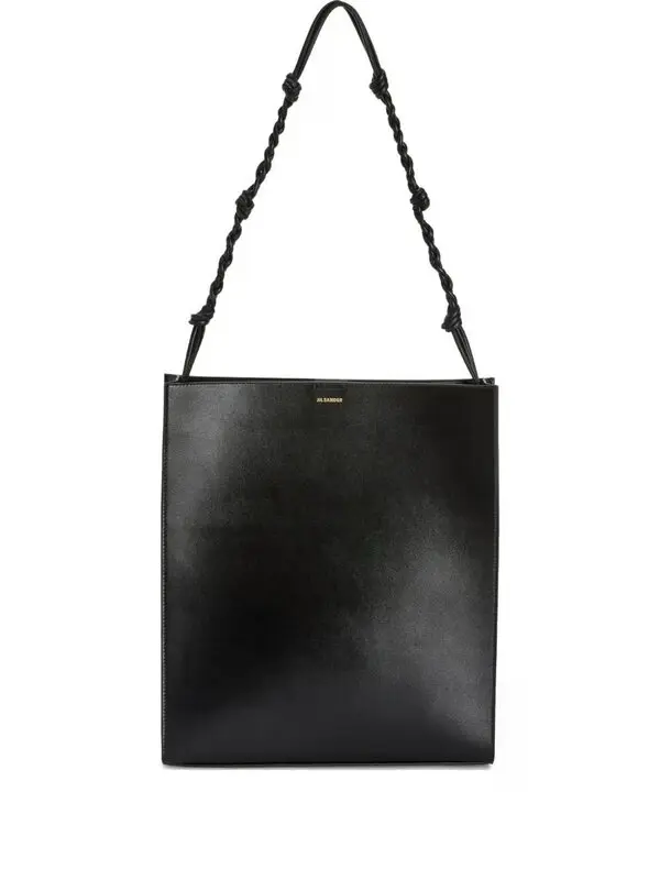 JIL SANDER Tangle Shoulder Bag With Knotted Strap And Embossed Logo - Black