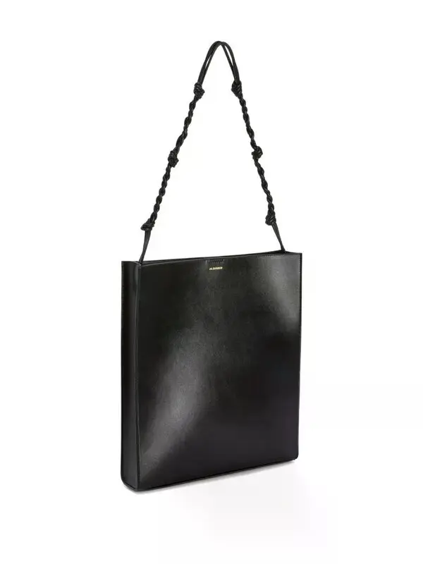 JIL SANDER Tangle Shoulder Bag With Knotted Strap And Embossed Logo - Black