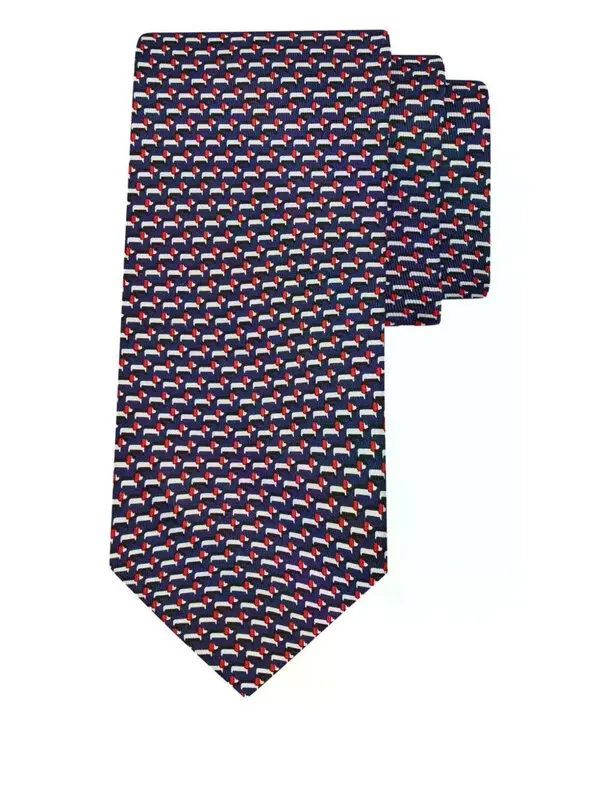 FERRAGAMO Printed Silk Tie - Blue