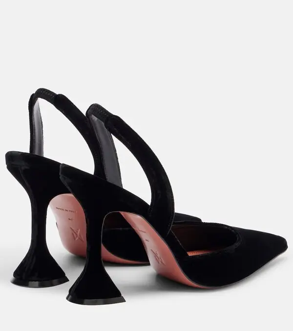Amina Muaddi Holli 95 Velvet Slingback Pumps - Black