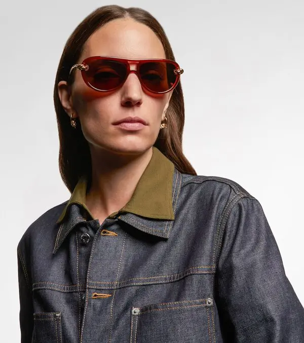 Bottega Veneta Knot Aviator Sunglasses - Brown