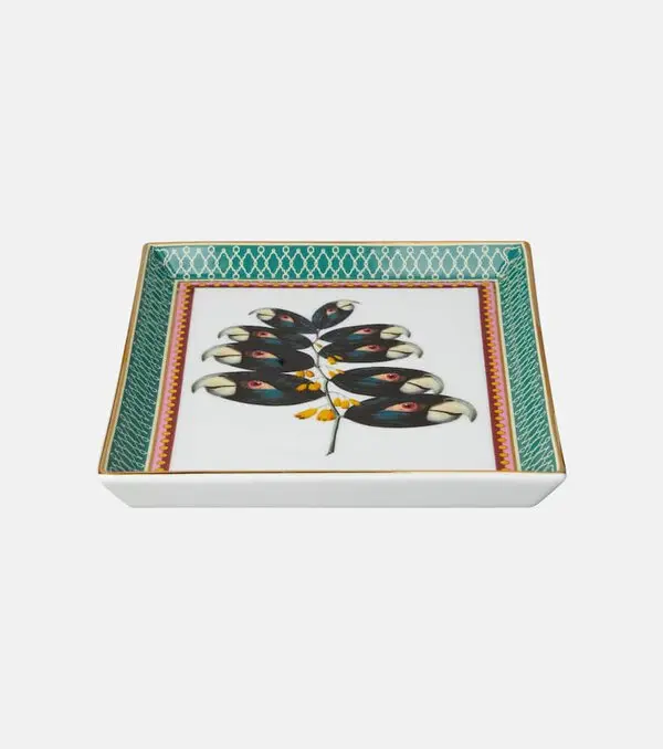 La DoubleJ Parrotstem Porcelain Decorative Tray - Multicoloured