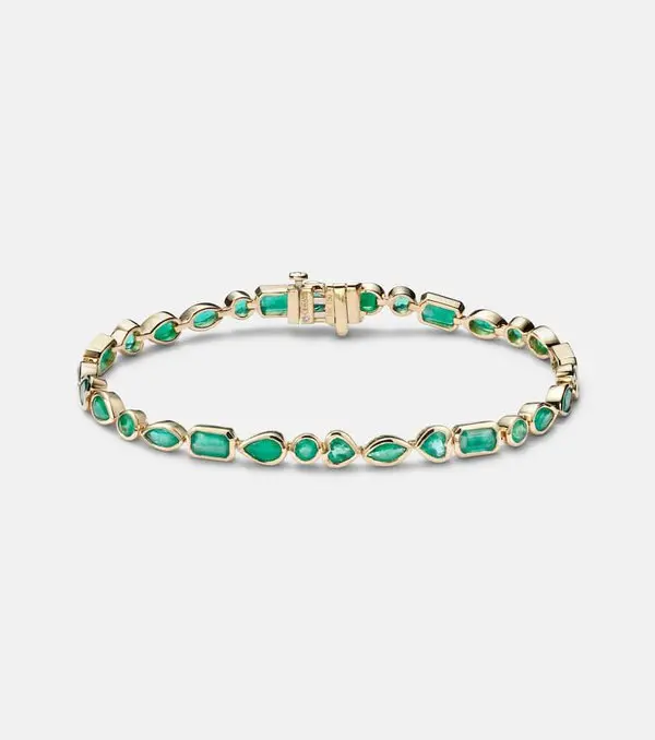 Shay Jewelry 18kt Yellow Tennis Bracelet With Emeralds - Gold